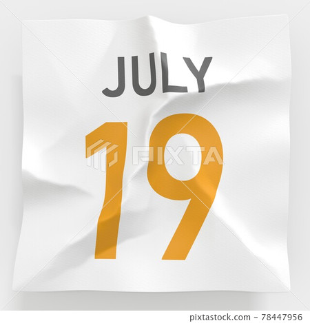 July 19 date on crumpled paper page of a... - Stock Illustration ...