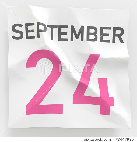 September 24 date on crumpled paper page of a... - Stock Illustration ...