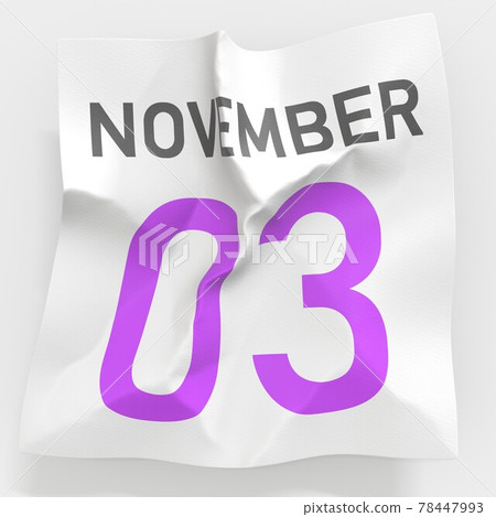 November 3 date on crumpled paper page of a... - Stock Illustration ...