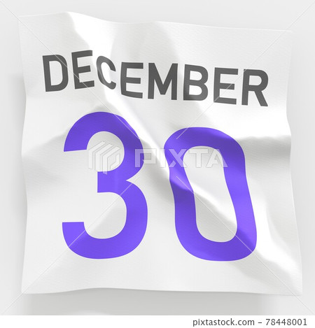 December 30 date on crumpled paper page of a... - Stock Illustration ...