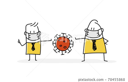 Funny stick figures in protection masks.-插圖素材 [78455868] - PIXTA圖庫