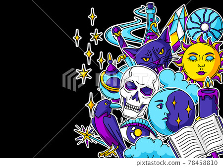 Magic background with mystery items. Mystic,... - Stock Illustration ...