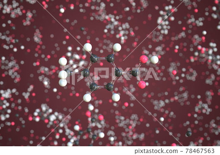 P-toluic acid molecule made with balls,... - Stock Illustration ...