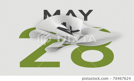 May 28 date behind torn page of a calendar, 3d... - Stock Illustration ...