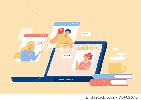 Group study on a video call - Stock Illustration [78469670] - PIXTA