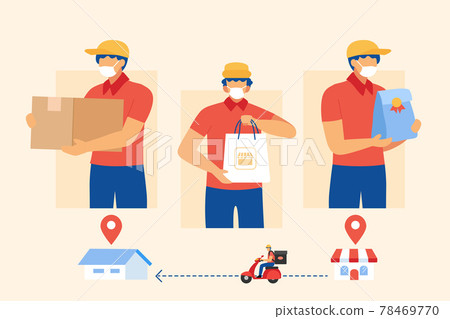 Merchandise delivery from store to home - Stock Illustration [78469770 ...