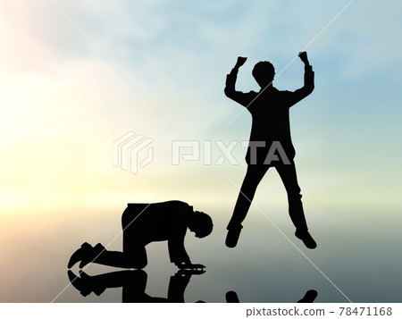 Winner and loser silhouette male black CG... - Stock Illustration ...