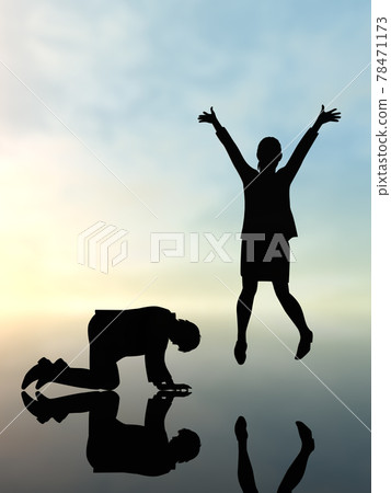 Winner and loser silhouette men and women black... - Stock Illustration ...