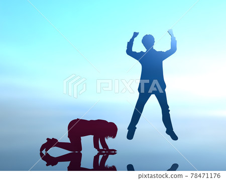 Winner and loser silhouette female man colored... - Stock Illustration ...