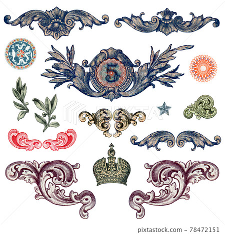 Decorative set extracted from foreign banknotes - Stock Illustration ...