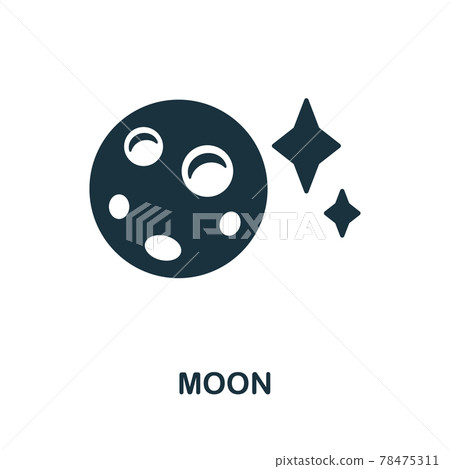 Moon icon. Monochrome simple element from... - Stock Illustration ...
