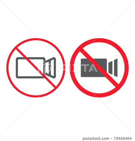 No filming line and glyph icon, prohibition and... - Stock Illustration ...