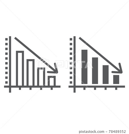 Decrease line and glyph icon, reduction - Stock Illustration [78489352 ...