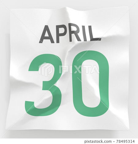 April 30 date on crumpled paper page of a... - Stock Illustration ...
