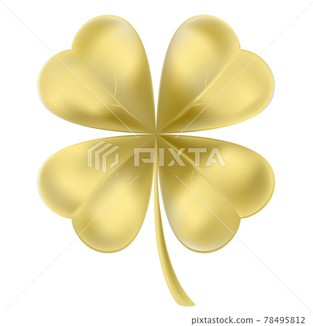 Gold clover leaf in realistic style. Golden... - Stock Illustration ...