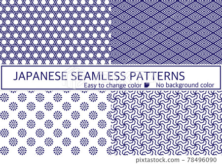 Set of 4 Japanese pattern patterns "Kagome,... - Stock Illustration ...