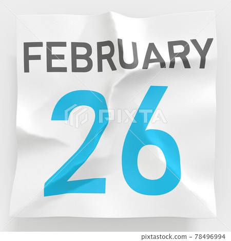 February 26 date on crumpled paper page of a... - Stock Illustration ...