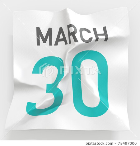 March 30 date on crumpled paper page of a... - Stock Illustration ...