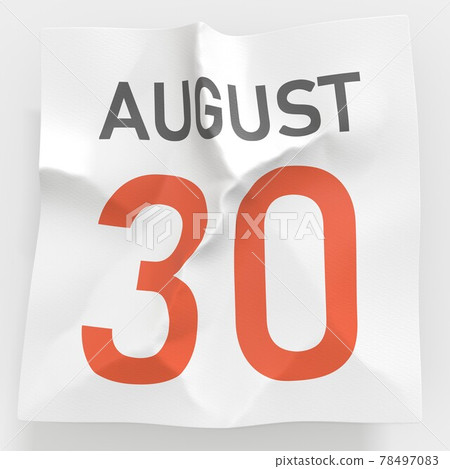 August 30 date on crumpled paper page of a... - Stock Illustration ...