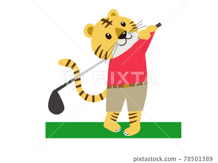 Tiger swinging golf - Stock Illustration [78501389] - PIXTA