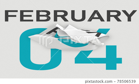February 4 date behind crumpled paper page of a... - Stock Illustration ...