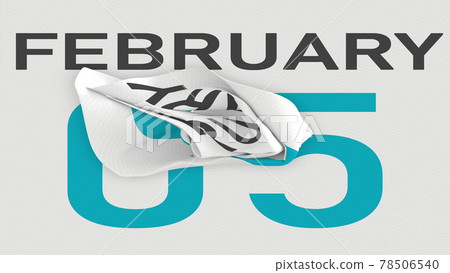 February 5 date behind crumpled paper page of a... - Stock Illustration ...