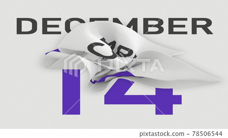 December 14 date behind crumpled paper page of... - Stock Illustration ...