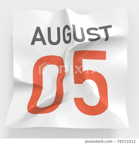 August 5 date on crumpled paper page of a... - Stock Illustration ...