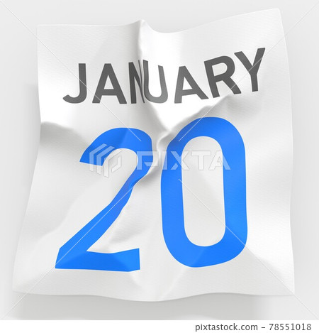 January 20 date on crumpled paper page of a... - Stock Illustration ...