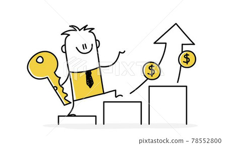 Stickman go up on the growth chart, key to... - Stock Illustration ...