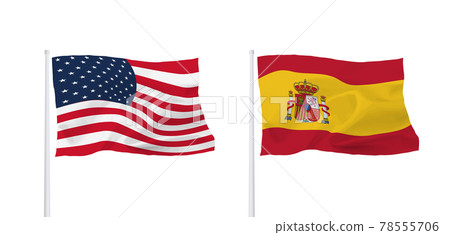American and Spanish flags - Stock Illustration [78555706] - PIXTA
