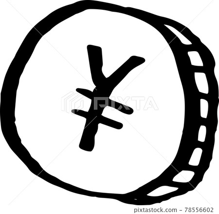 Yen coin hand drawn line drawing illustration icon - Stock Illustration ...