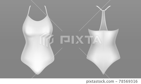 One piece woman swimsuit front and back view-插圖素材 [78569316] - PIXTA圖庫