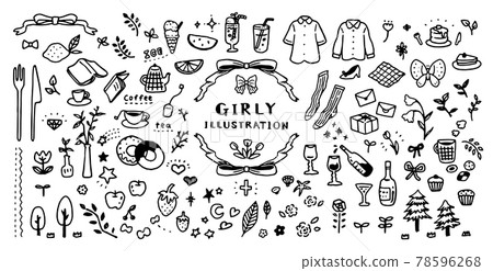Girly hand-painted illustration material set - Stock Illustration ...