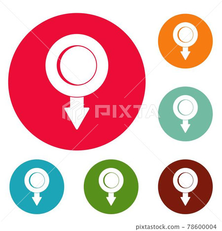 Pushpin icons circle set vector - Stock Illustration [78600004] - PIXTA
