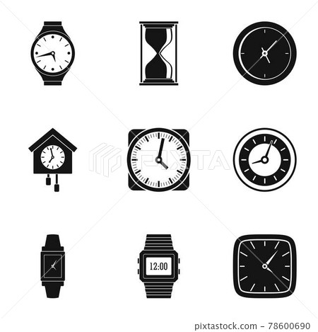Timing signal icons set, simple style - Stock Illustration [78600690 ...