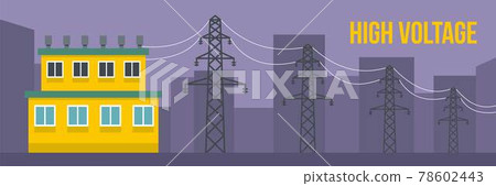High voltage banner, flat style - Stock Illustration [78602443] - PIXTA