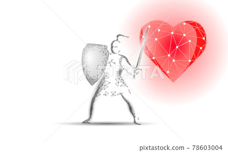 Human heart protection knight shield 3D low... - Stock Illustration ...