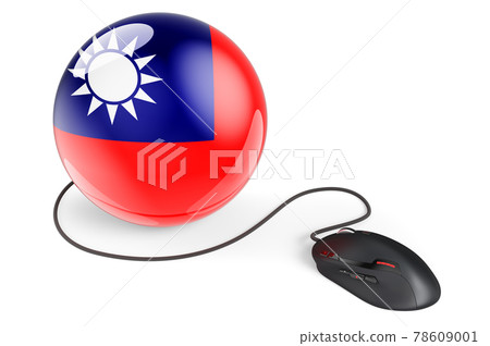 Computer mouse with Taiwanese flag. Internet... - Stock Illustration ...