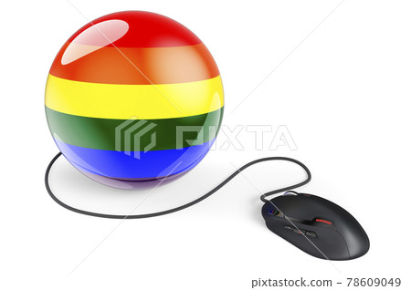 Computer mouse with rainbow LGBT flag, 3D... - Stock Illustration ...