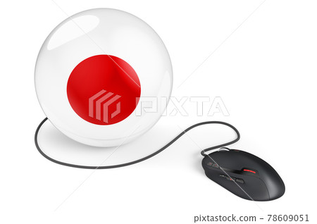 Computer mouse with Japanese flag. Internet... - Stock Illustration ...