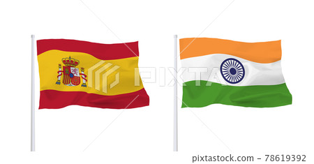 Indian and Spanish flags - Stock Illustration [78619392] - PIXTA