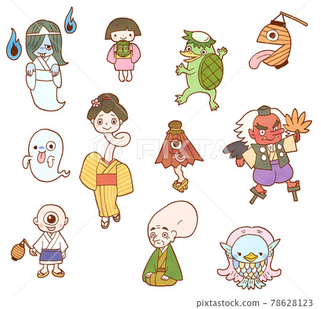 Loose and cute Japanese youkai illustration set - Stock Illustration ...