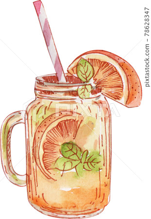 Refreshment drink with summer watercolor - Stock Illustration [78628347 ...