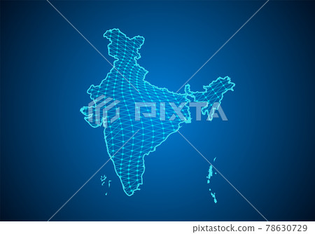 Abstract digital map of india with particles... - Stock Illustration ...