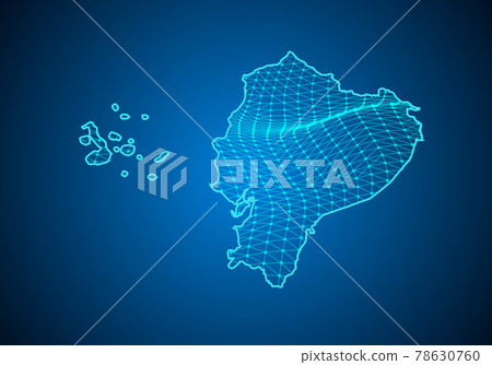 Abstract digital map of ecuador with particles... - Stock Illustration ...