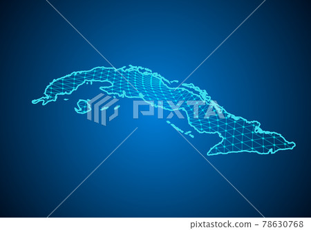 Abstract digital map of cuba with particles... - Stock Illustration ...