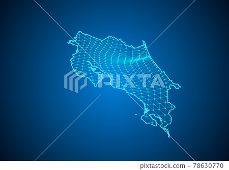 Abstract digital map of costa Rica with... - Stock Illustration ...