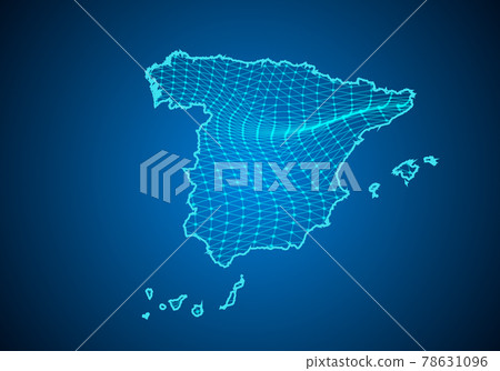 Abstract digital map of spain with particles... - Stock Illustration ...