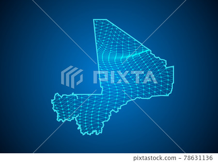 Abstract digital map of mali with particles... - Stock Illustration ...